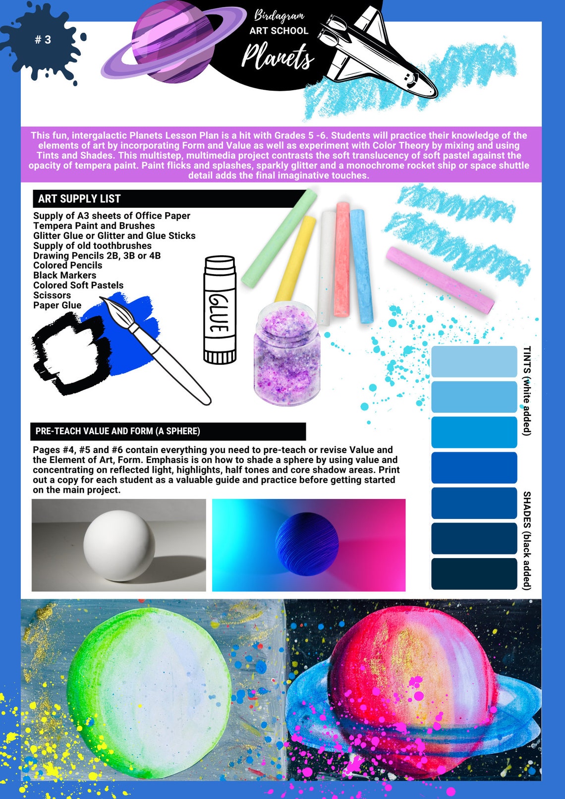 Digital Download Space Travel Planets Mixed Media Middle School Art ...