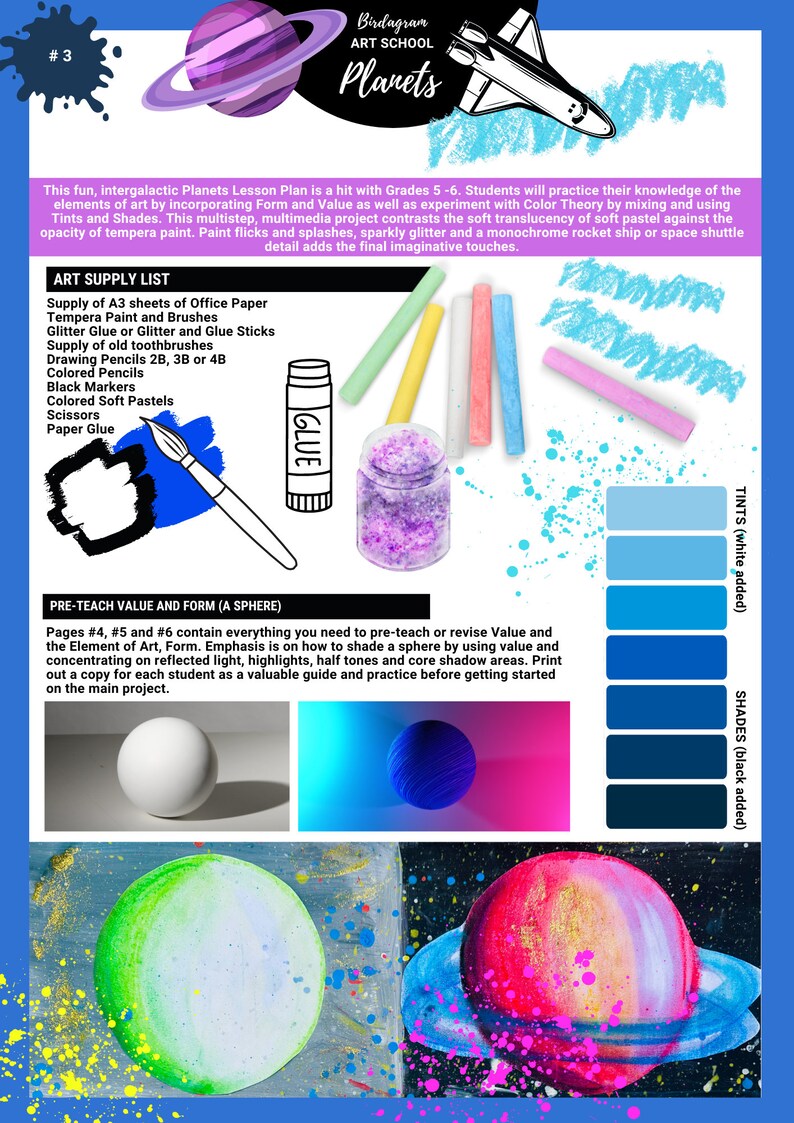 Digital Download Space Travel Planets Mixed Media Middle School Art ...