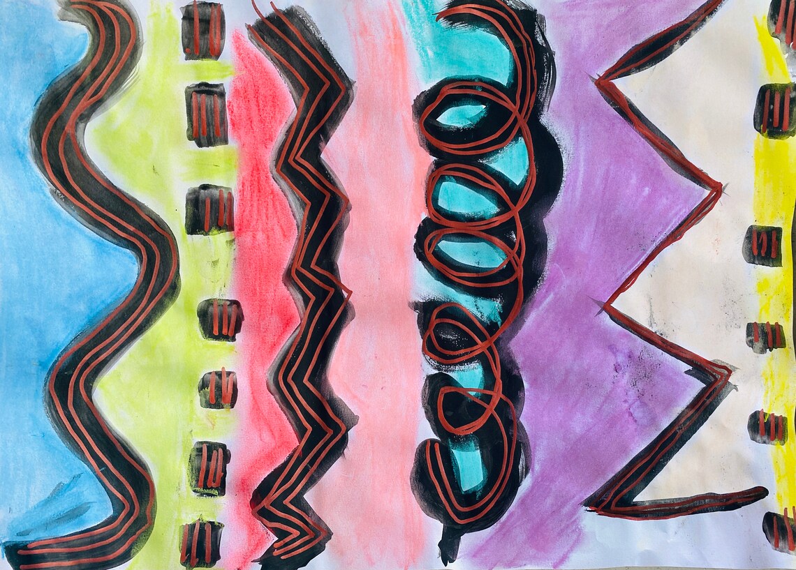 Kindergarten Art Lesson Plan | Elements of Art | Mixed Media Line and ...