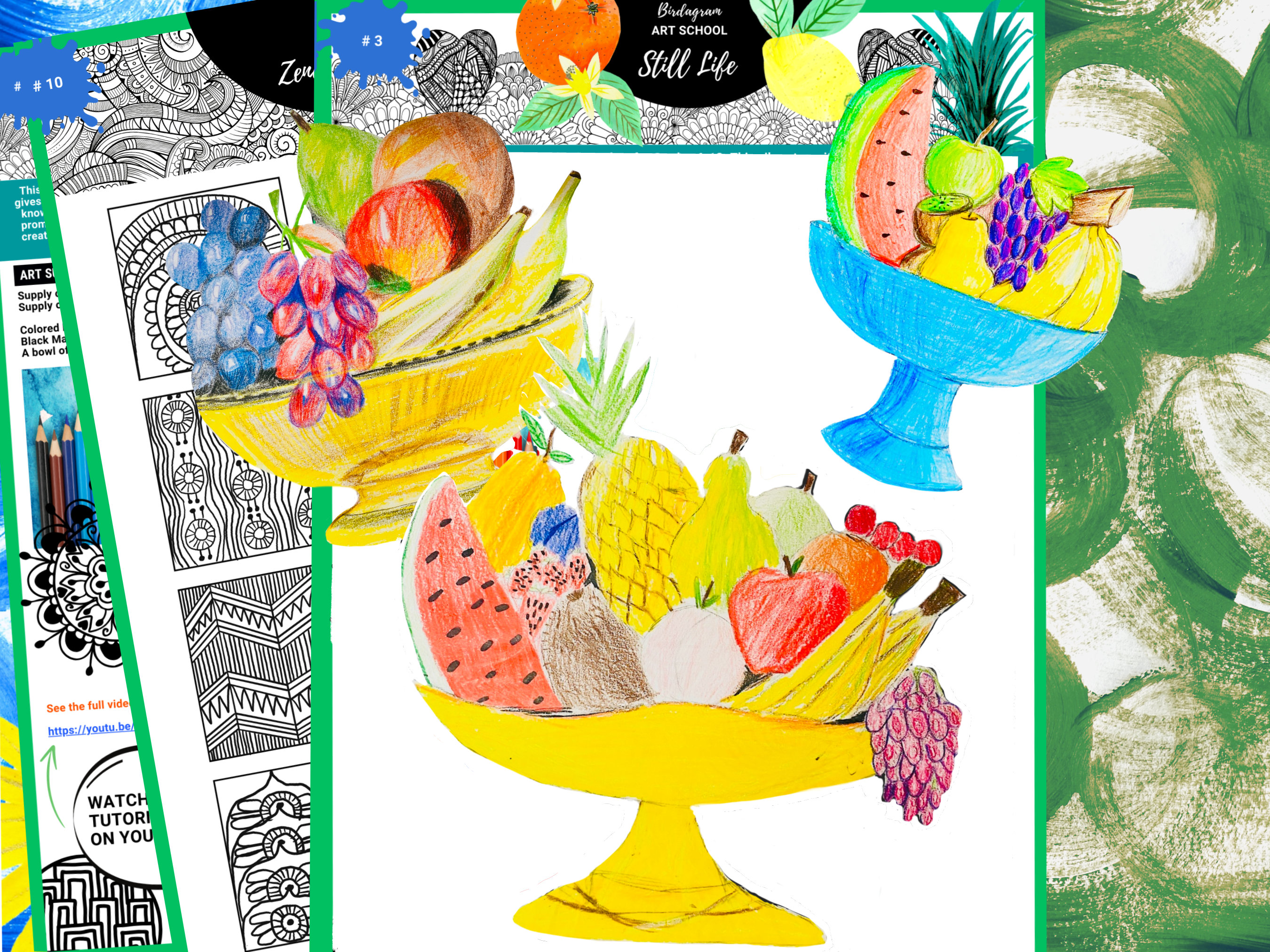 Digital Download Zentangle and Fruit Still Life Art Lesson Plan Grades ...