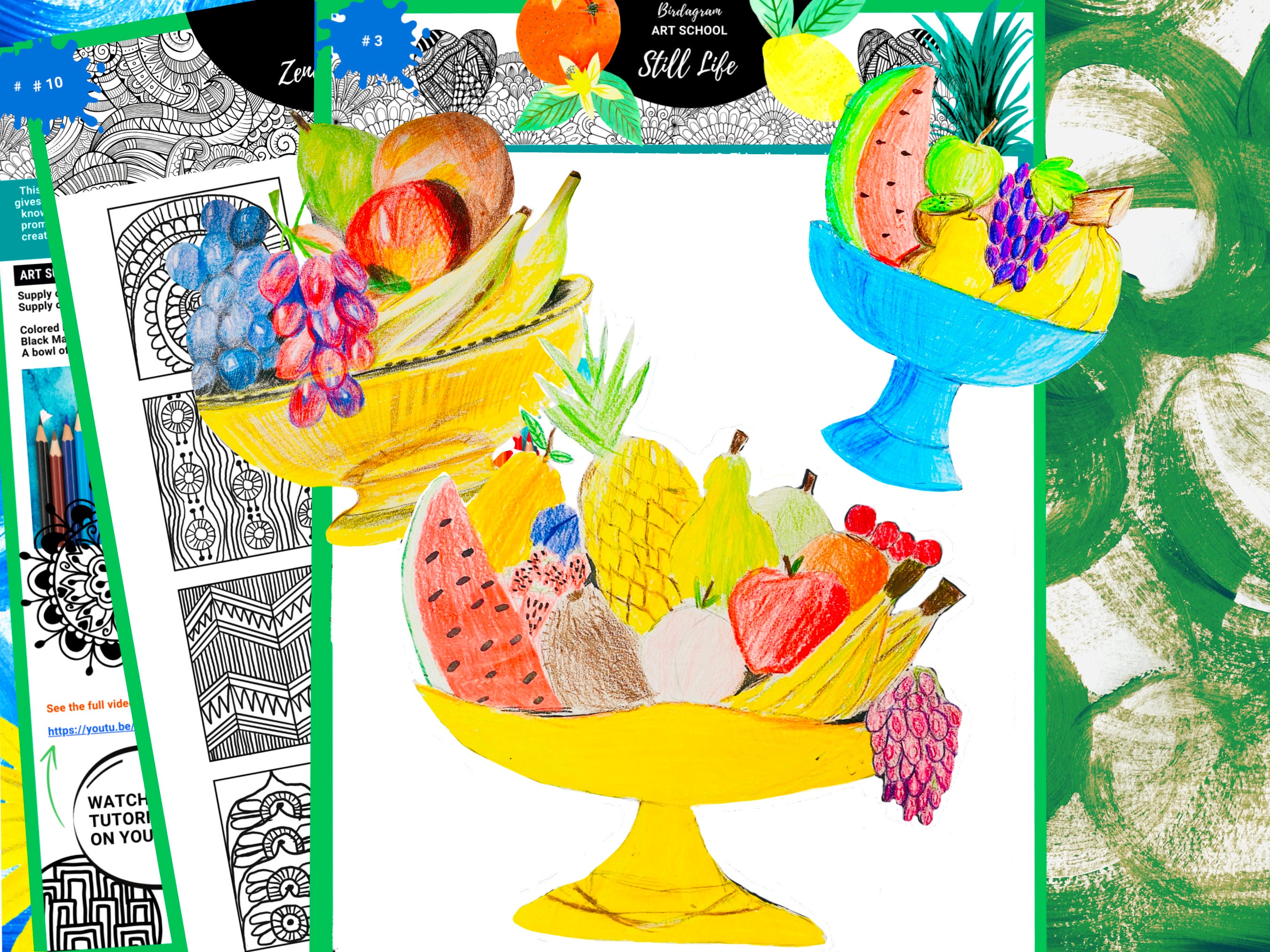 Digital Download Zentangle and Fruit Still Life Art Lesson Plan Grades ...