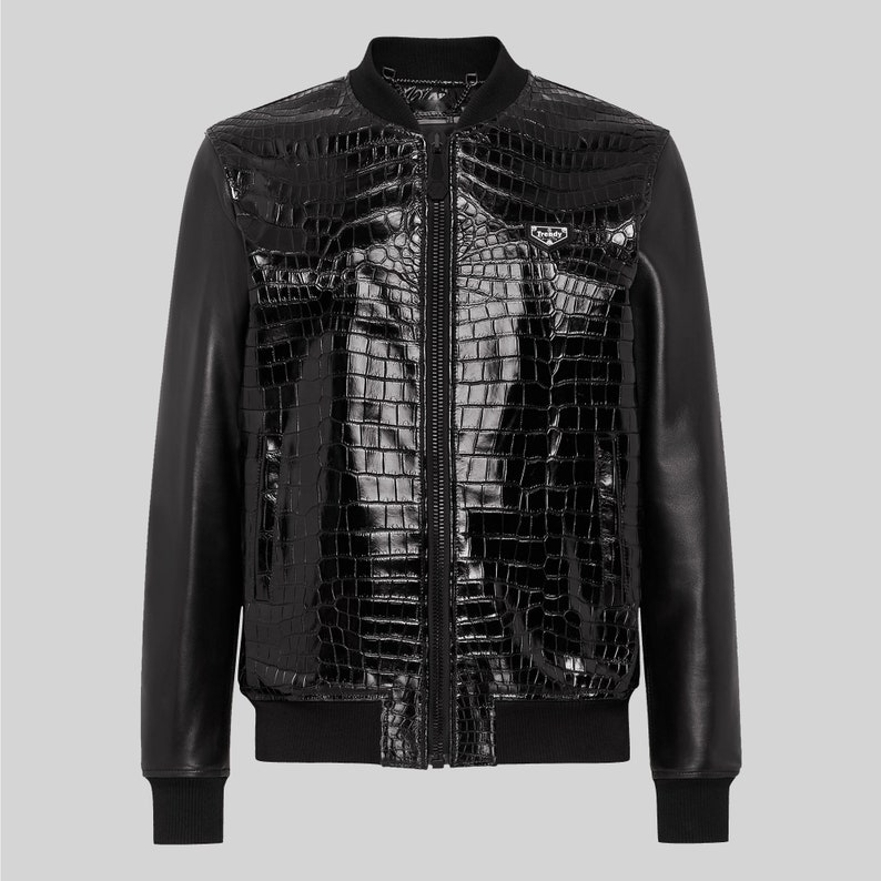 Crocodile Leather Jacket, Racing Jacket, Crocodile Embossed Jacket, Motorcycle Leather Jacket ...