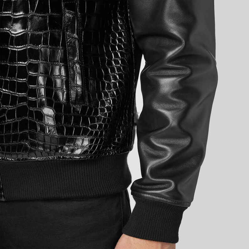 Crocodile Leather Jacket, Racing Jacket, Crocodile Embossed Jacket, Motorcycle Leather Jacket ...