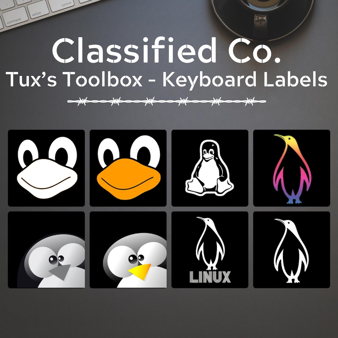 Four Keyboard Overlay Stickers | Decal for Linux | Tux | Cute Penguin ...