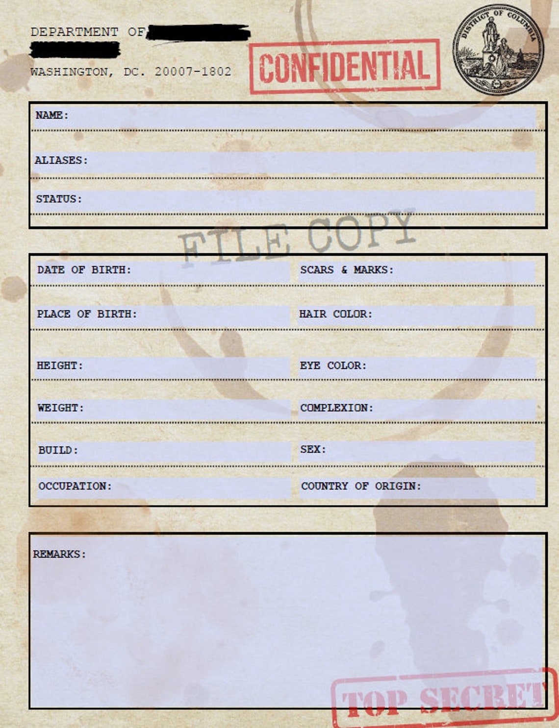 Editable Spy Dossier & Mission Brief PDF Template - Digital Download ...