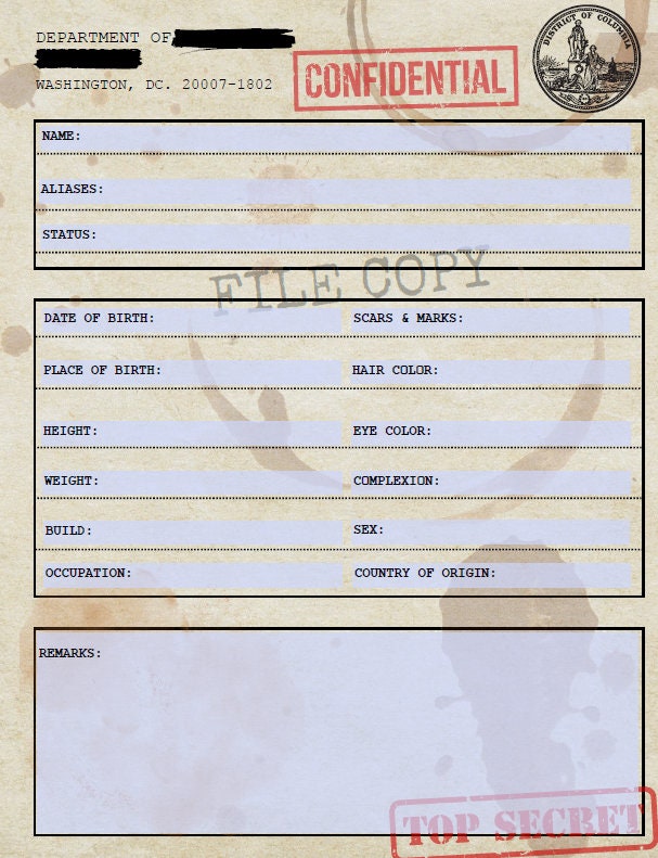 Editable Spy Dossier & Mission Brief PDF Template - Digital Download ...