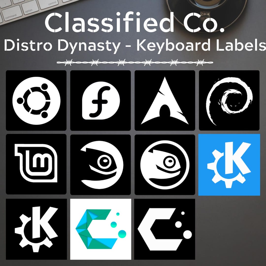 Four Keyboard Overlay Stickers | Decal for Linux Tux Ubuntu Debian ...