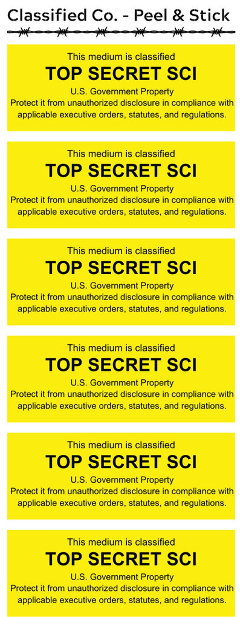 Novelty Classified Labels - U.S. Government - Etsy