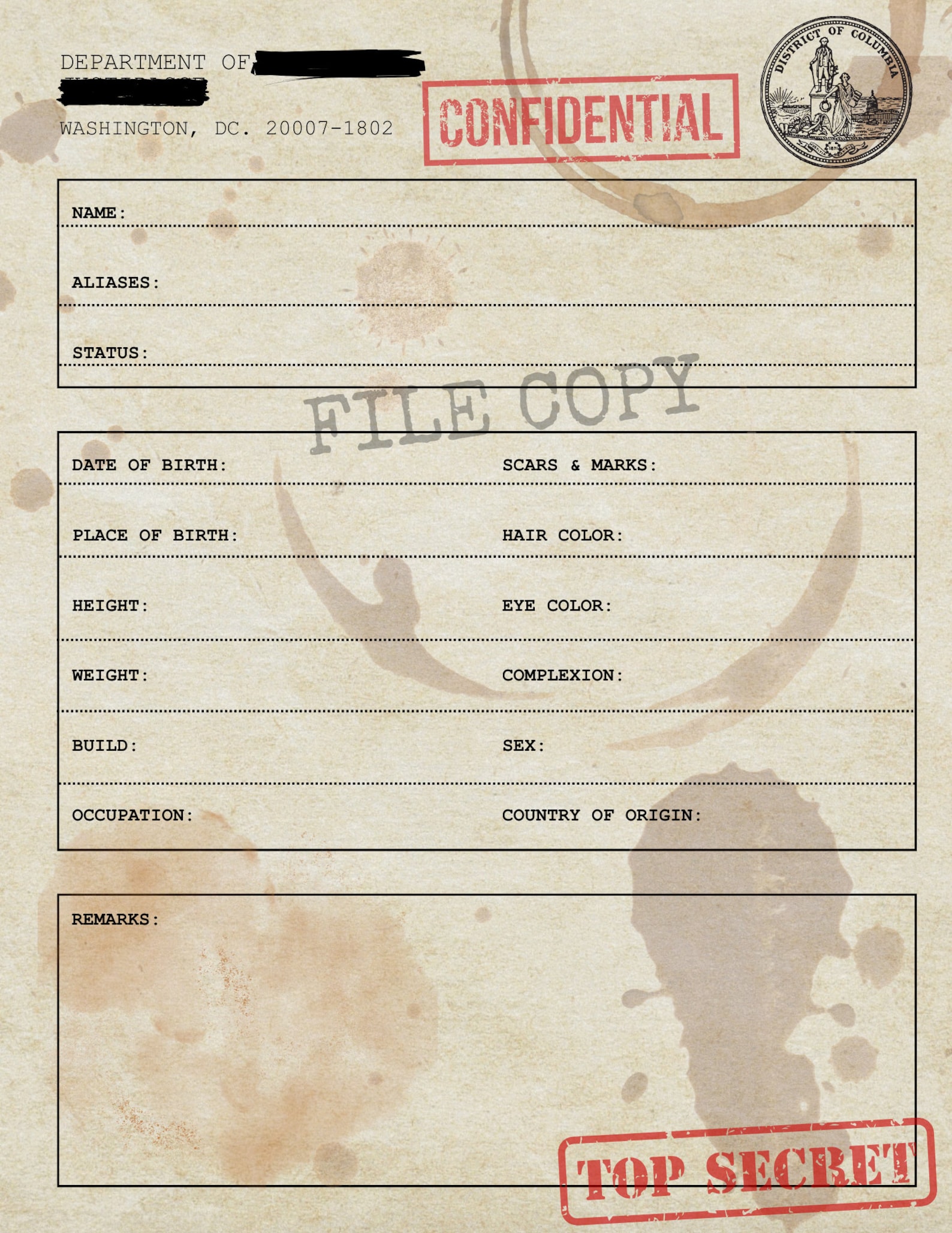 Editable Spy Dossier & Mission Brief PDF Template - Digital Download ...