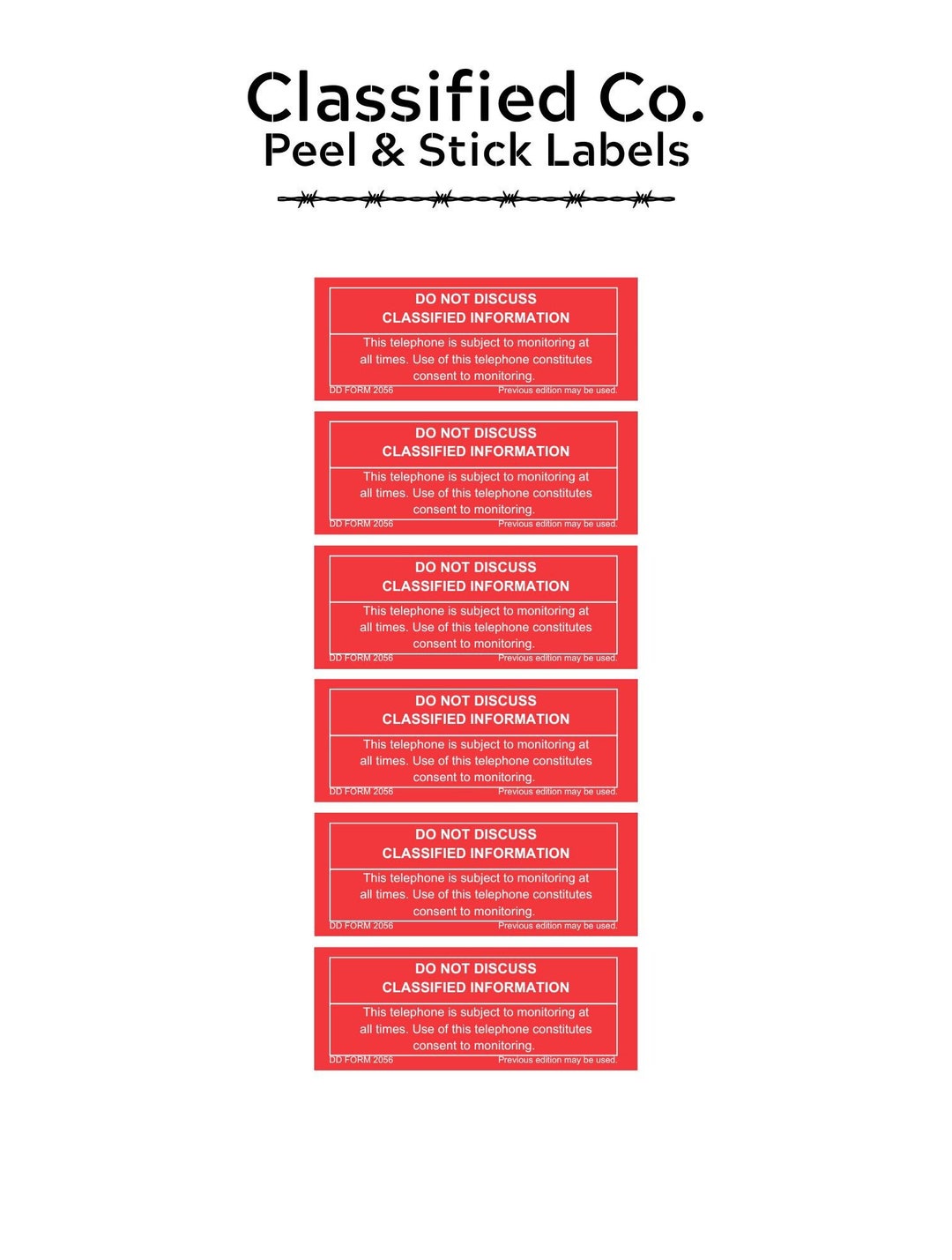 Do Not Discuss Classified Information Labels - Classified Labels - U.S ...