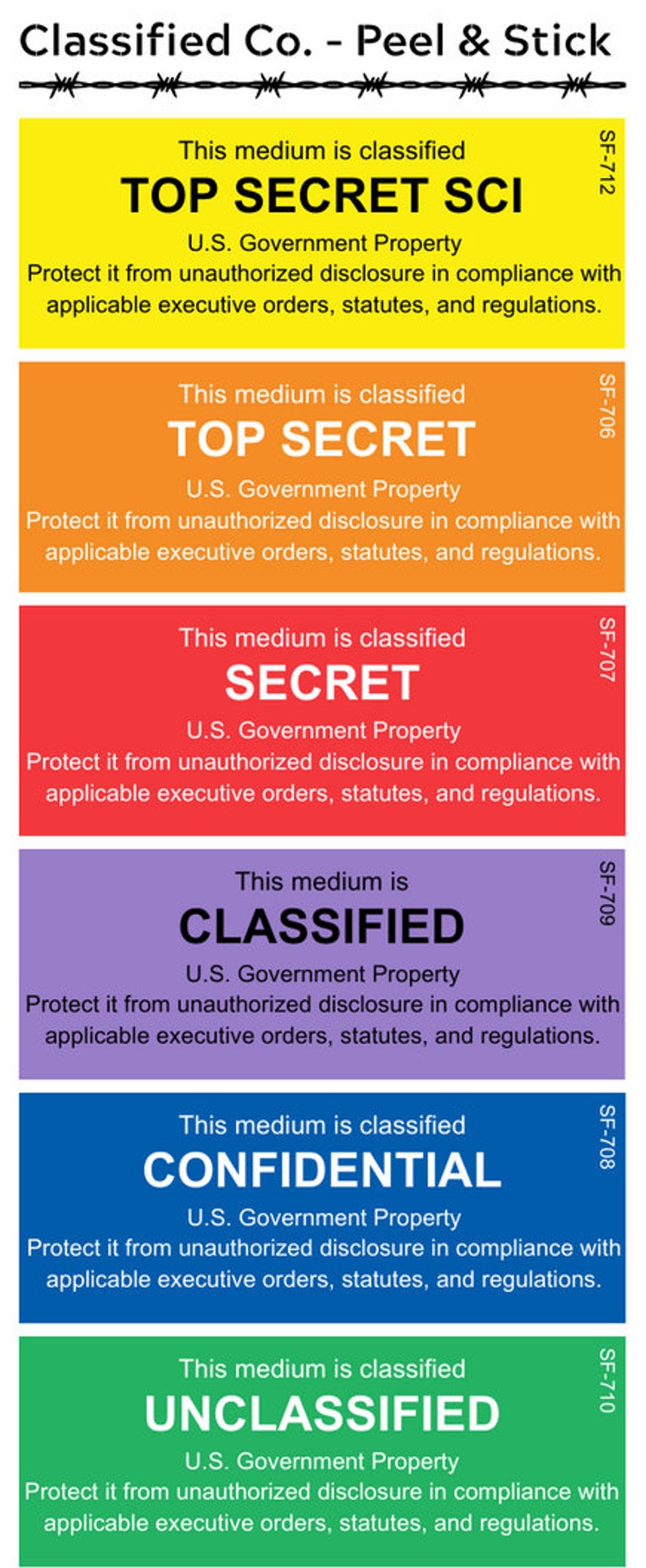 Novelty Classified Labels - U.S. Government - Etsy