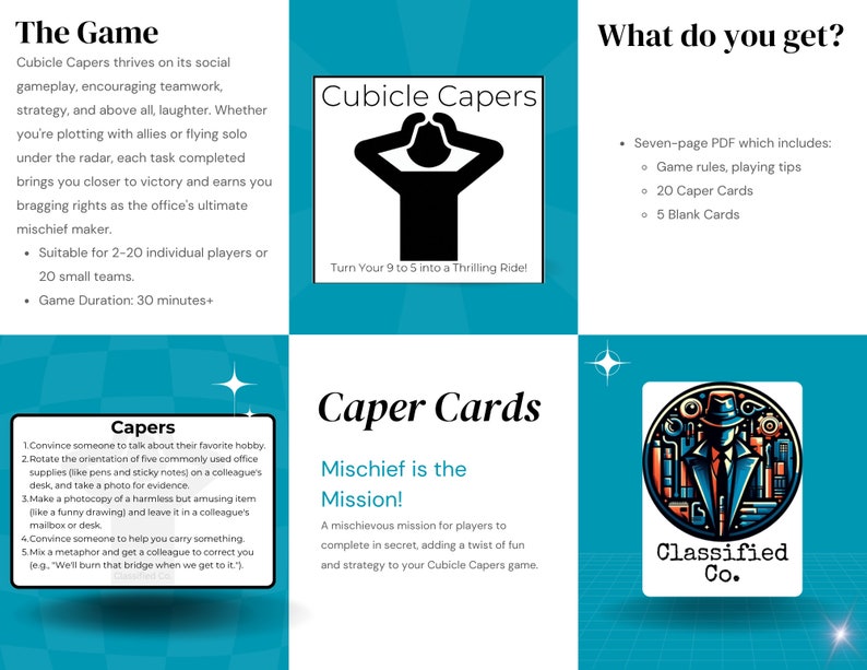 Cubicle Capers, Office Party Game, Printable Work Party, Staff Game ...
