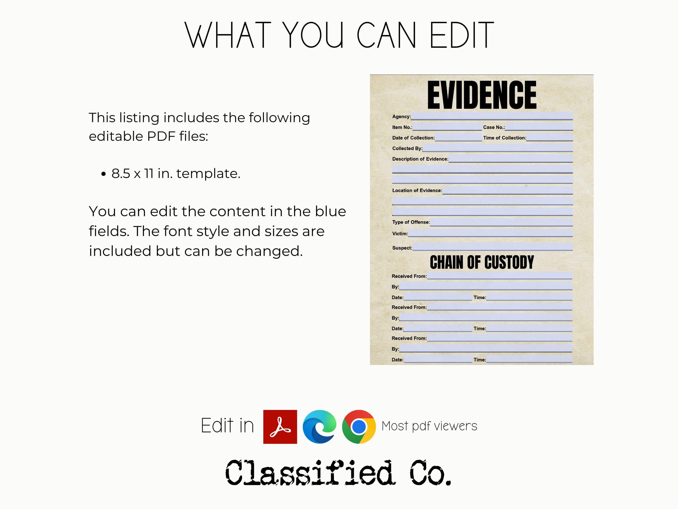 Customizable Evidence Bag Cover Sheets: True Crime Party Decor (PDF ...