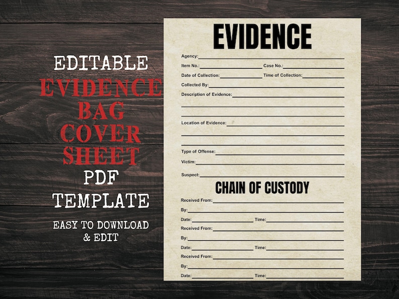 Customizable Evidence Bag Cover Sheets: True Crime Party Decor (PDF ...