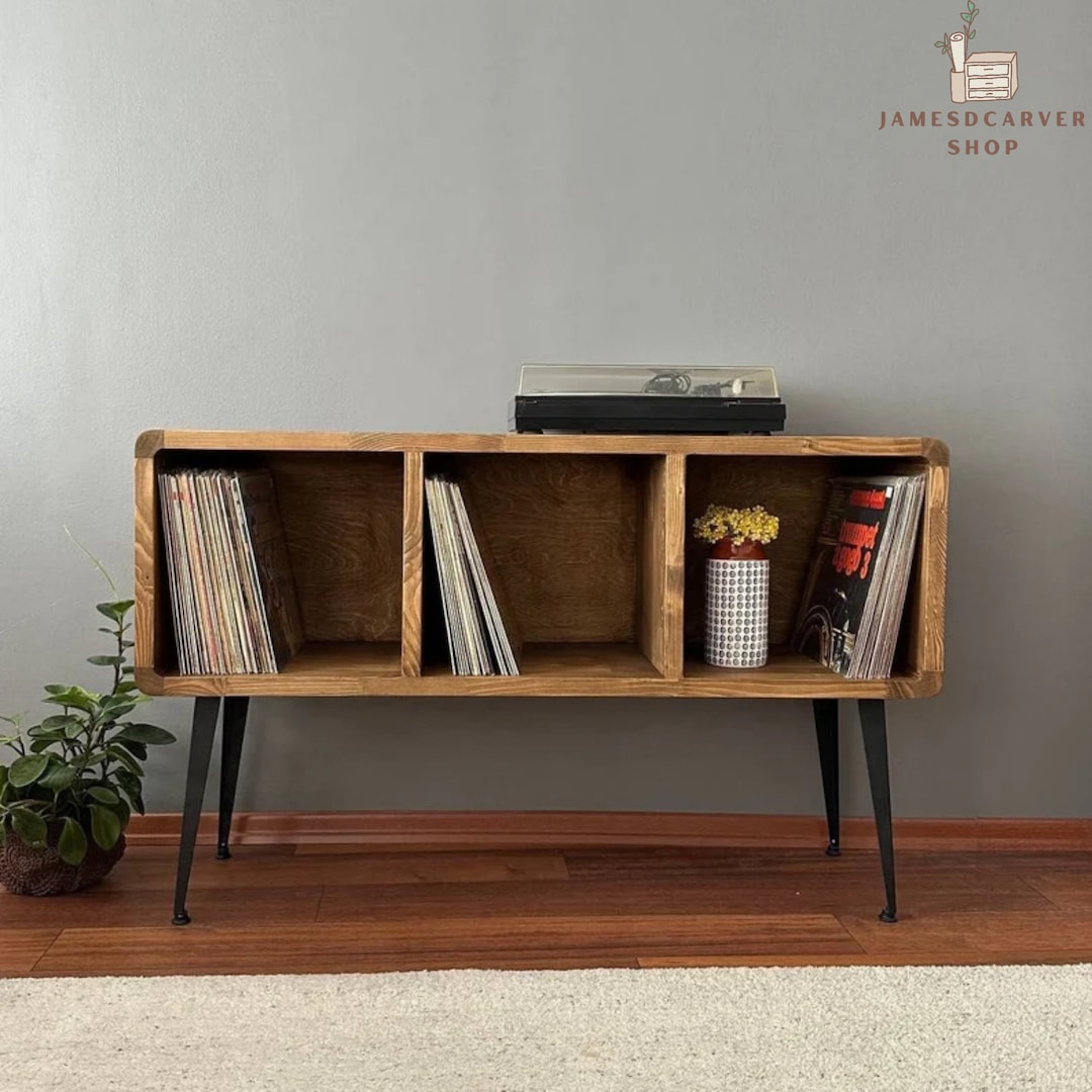 Modern Wood Record Storage/solid Wood Record Player Stand - Etsy