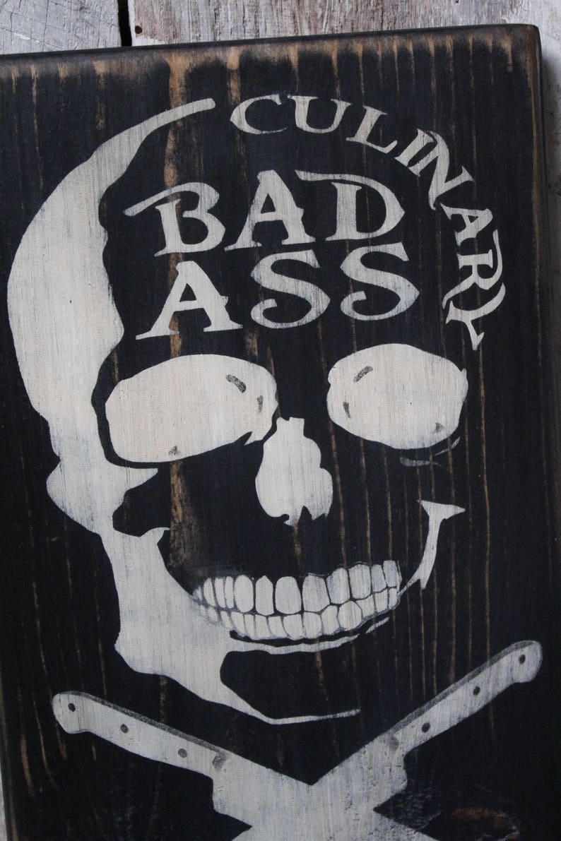 Culinary Badass Wood Sign Skull Chef Sign Kitchen Sign - Etsy