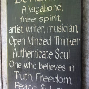 Bohemian Definition Wood Sign Gypsy Art Free Spirit Boho Decor Dorm ...