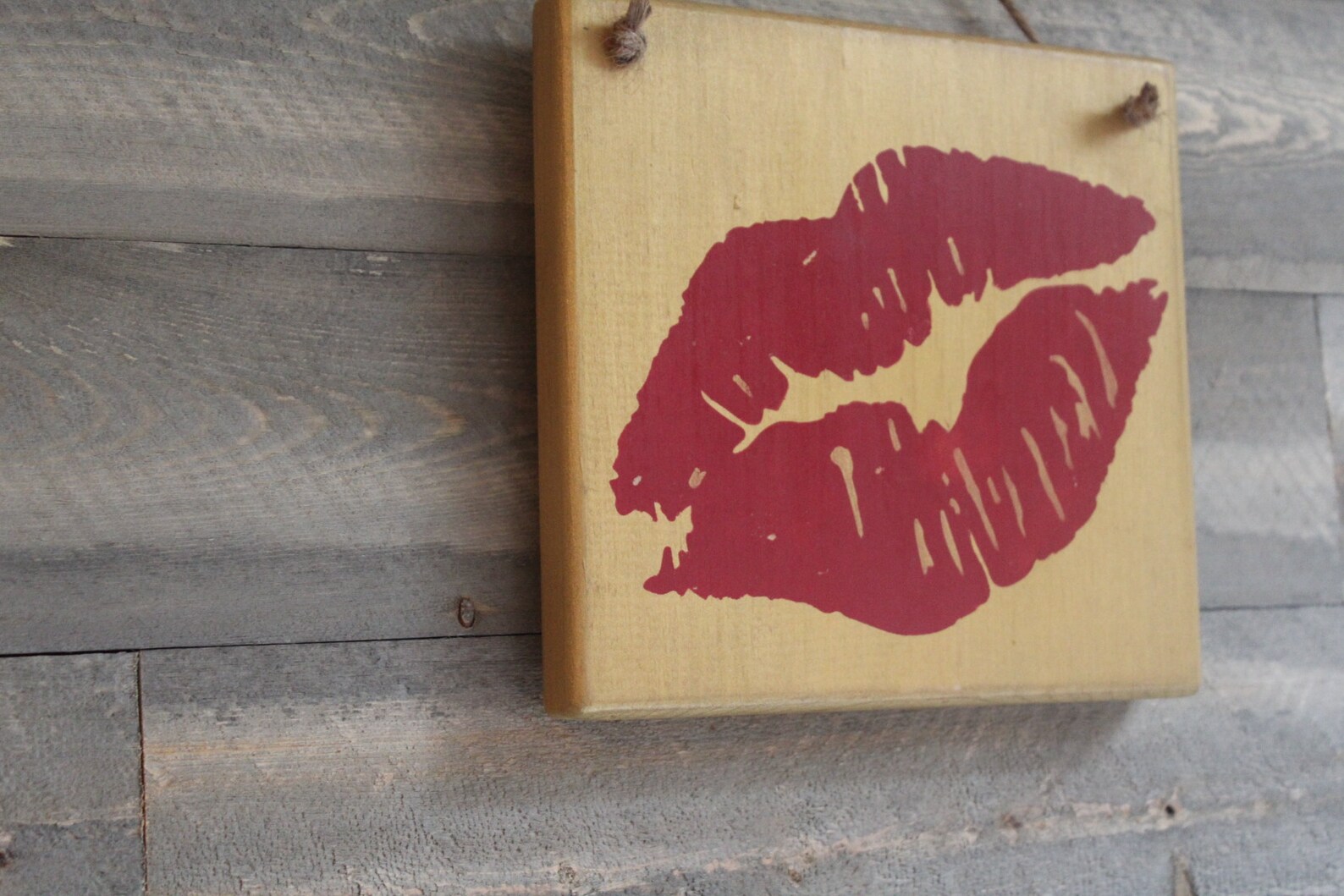 Lips Wood Sign Red Lips a Kiss Sign | Etsy