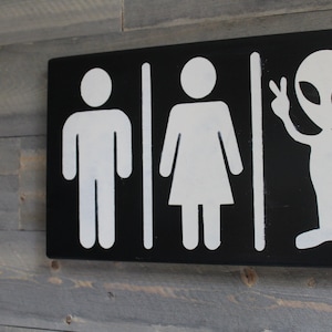Restroom Sign Male Female Alien Wood Sign Funny Bathroom Sign Alien ...