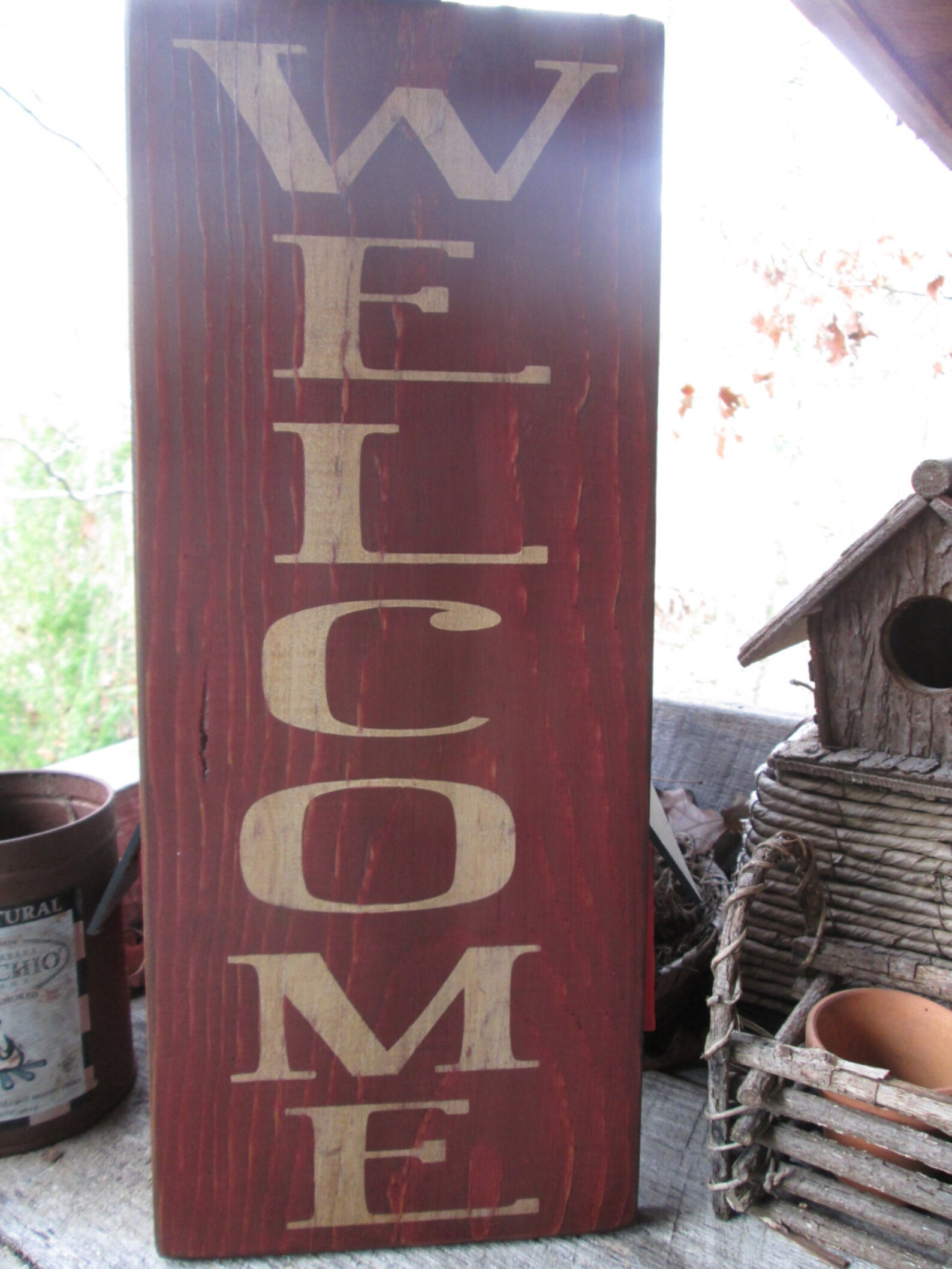 Primitive Wood Sign Welcome Vertical Cabin Rustic Farmhouse - Etsy