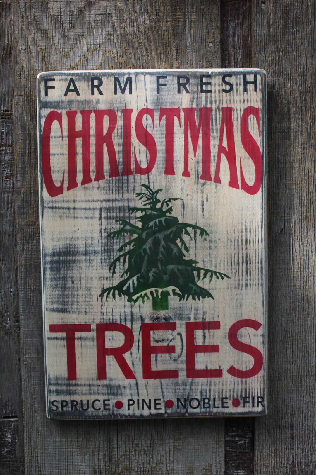 Farm Fresh Christmas Tree Wood Sign Pallet Sign Rustic Wood Christmas ...