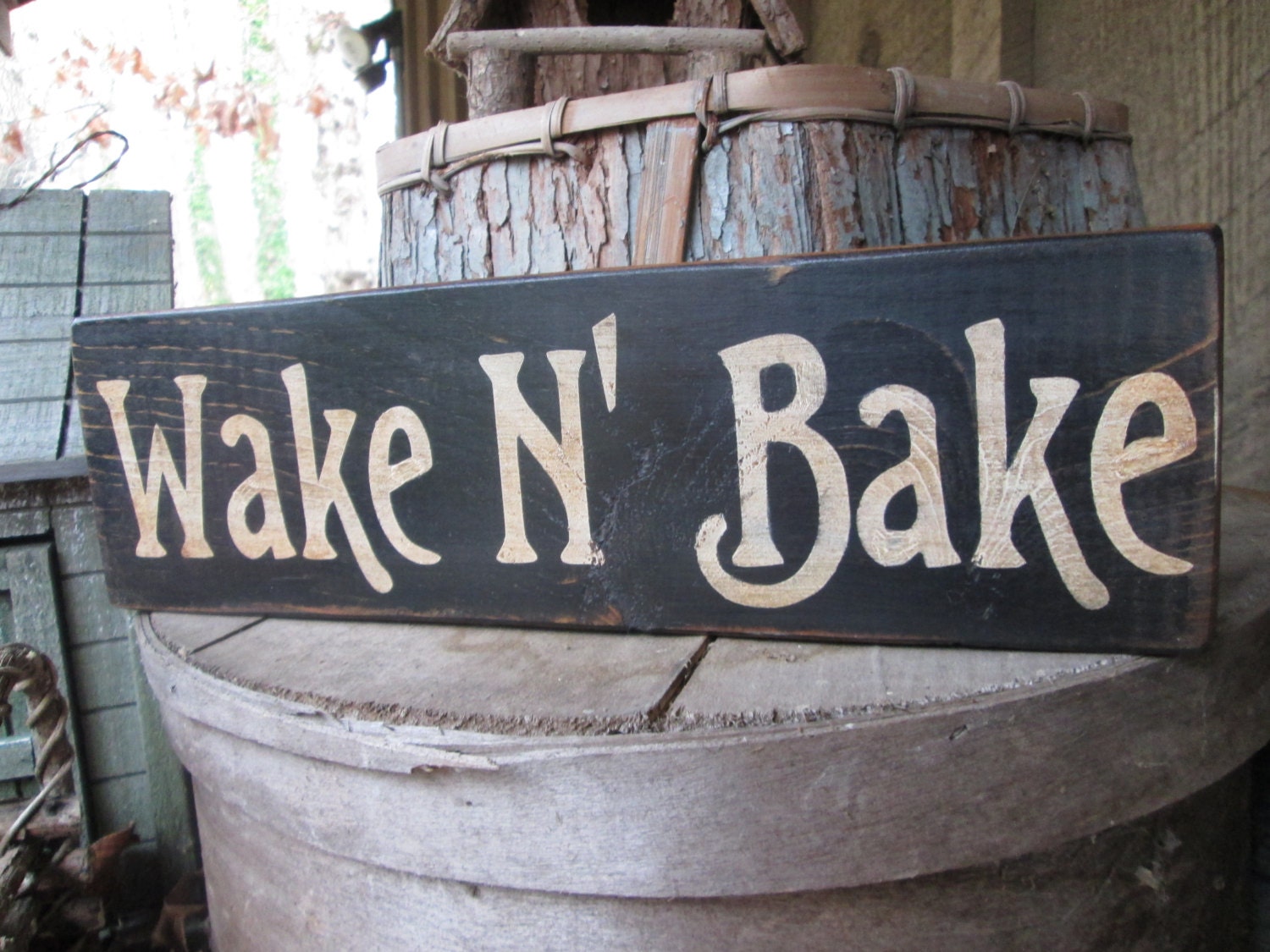 Primitive Wood Sign Wake N' Bake Bar Decor Hippie Decor - Etsy