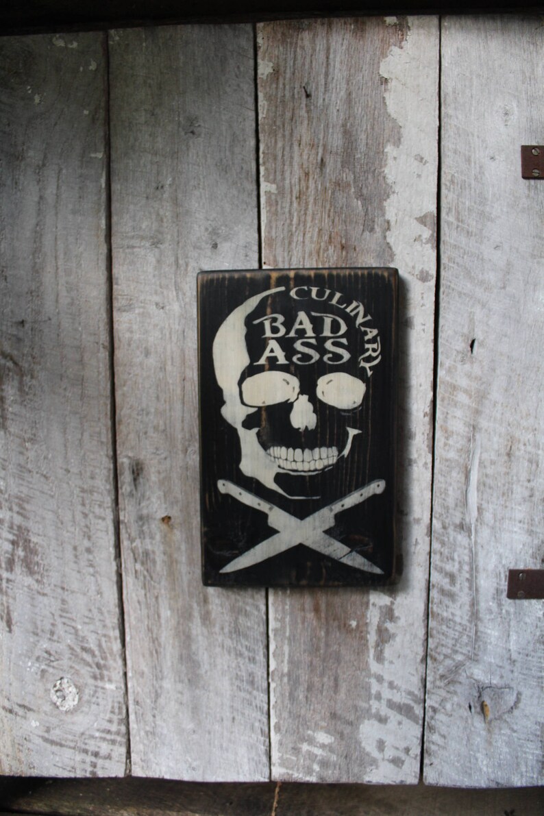 Culinary Badass Wood Sign Skull Chef Sign Kitchen Sign - Etsy