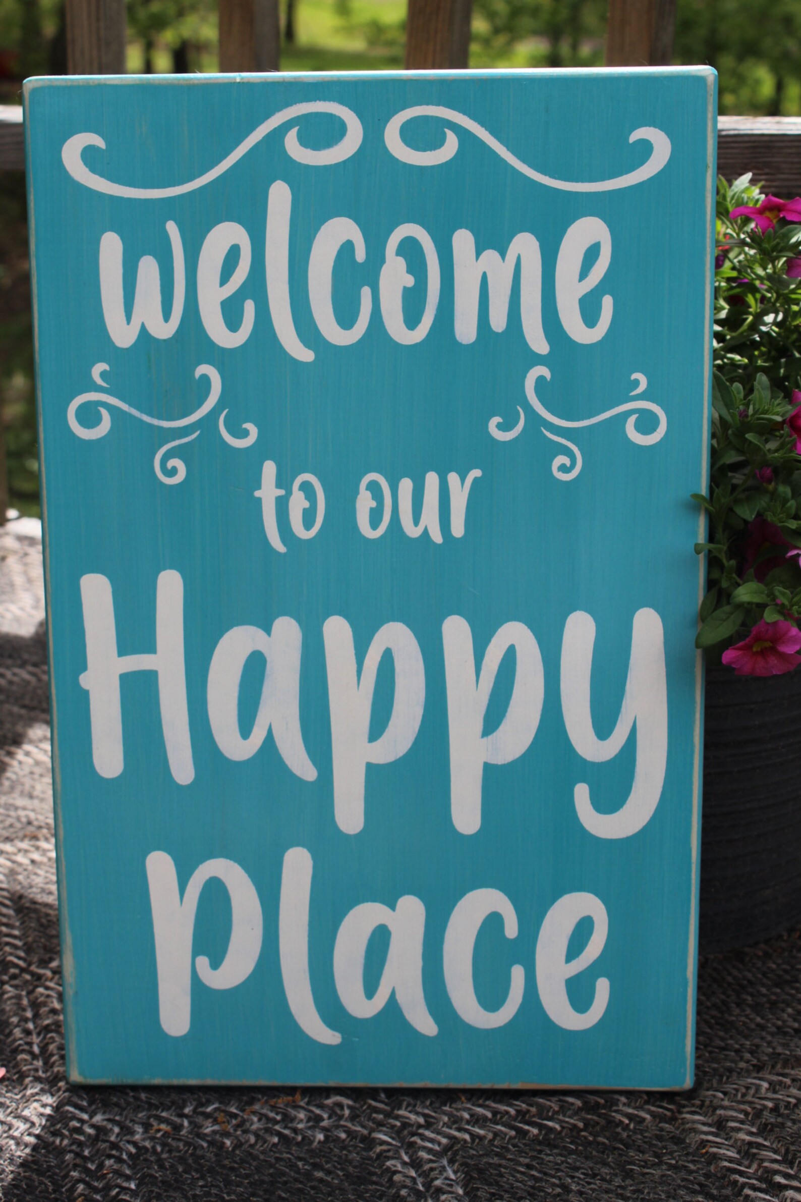 Primitive Wood Sign Welcome to Our Happy Place Beach Colors - Etsy