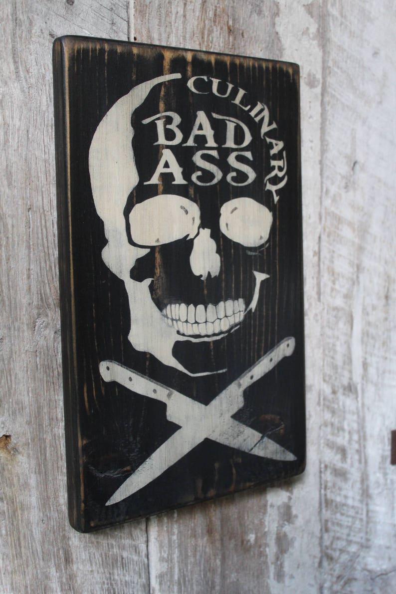 Culinary Badass Wood Sign Skull Chef Sign Kitchen Sign - Etsy