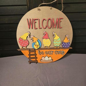 Coop Décor - Chickens - Welcome - Door Hanger - Etsy