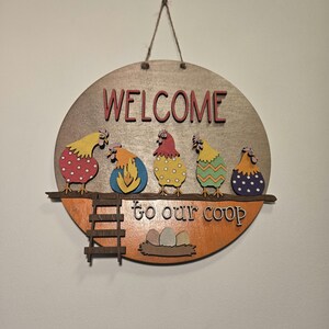 Coop Décor - Chickens - Welcome - Door Hanger - Etsy