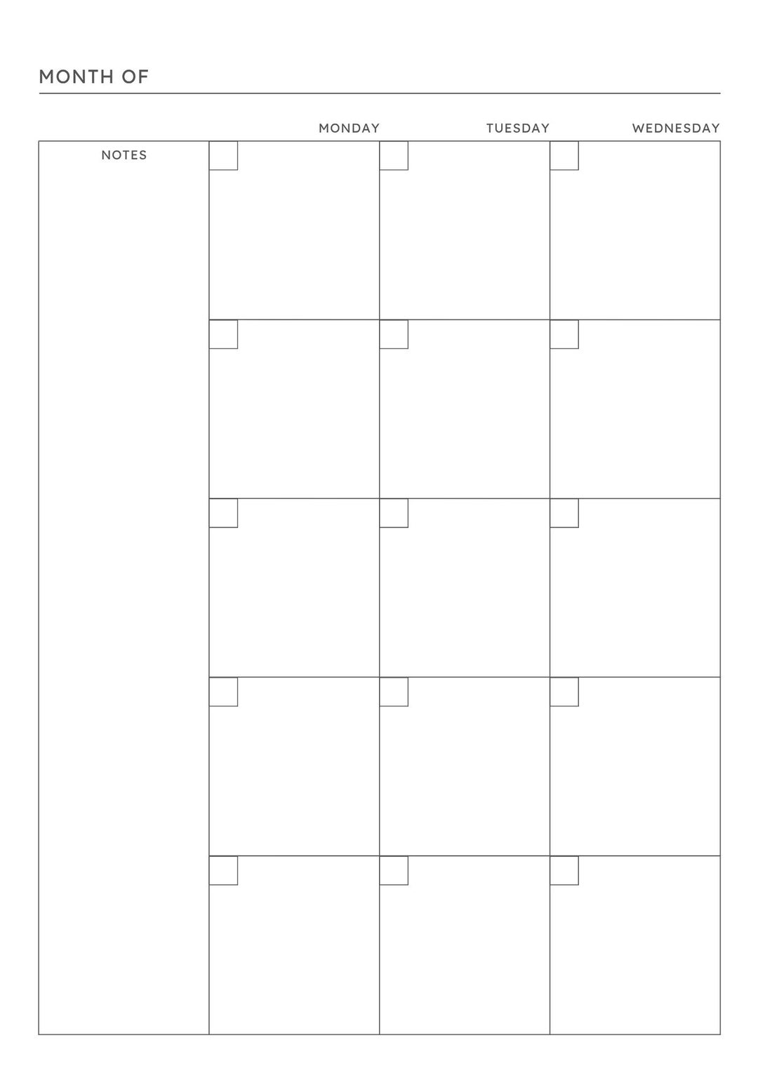 Simple Printable Monthly Planner - Etsy