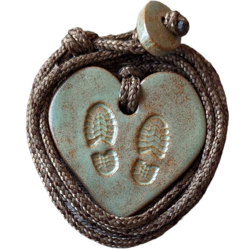 Heart Hiking Bootprint Hiker Love Boot Print Necklace Outdoor - Etsy