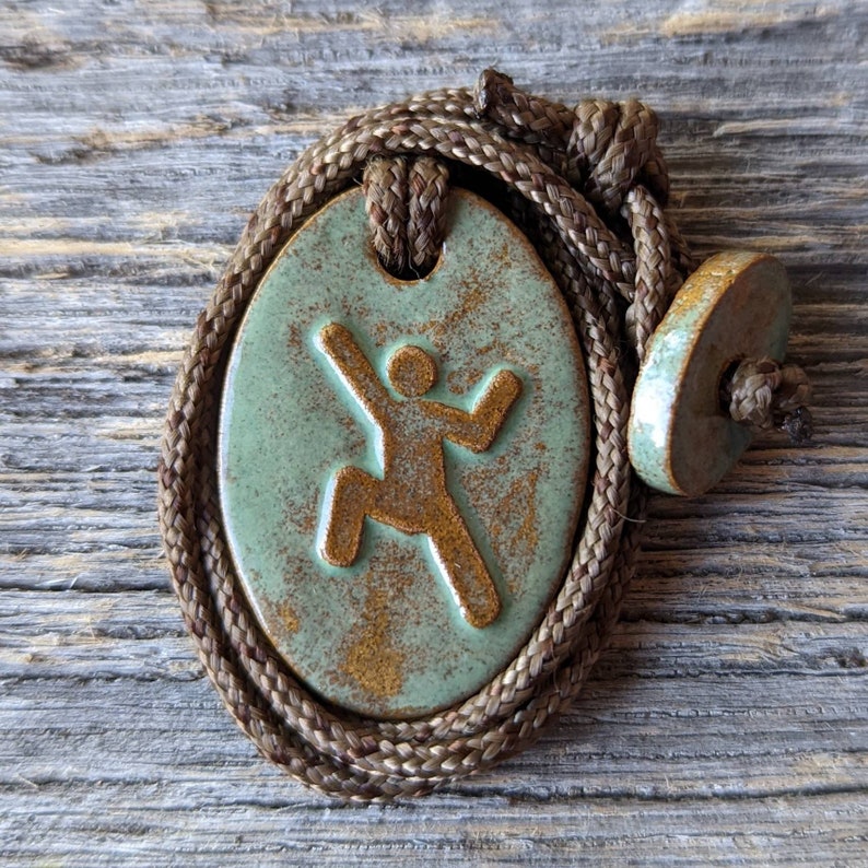 Climber Mountaineer Pendant Outdoor Adventure Necklace Gift Turquoise ...