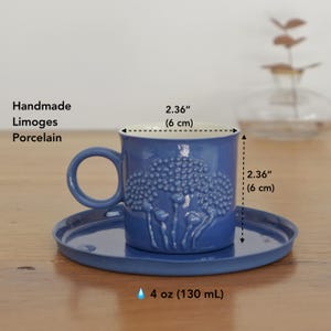 Limoges Porcelain Blue Coffee Cup and Saucer 4 Oz Cup French Porcelain ...