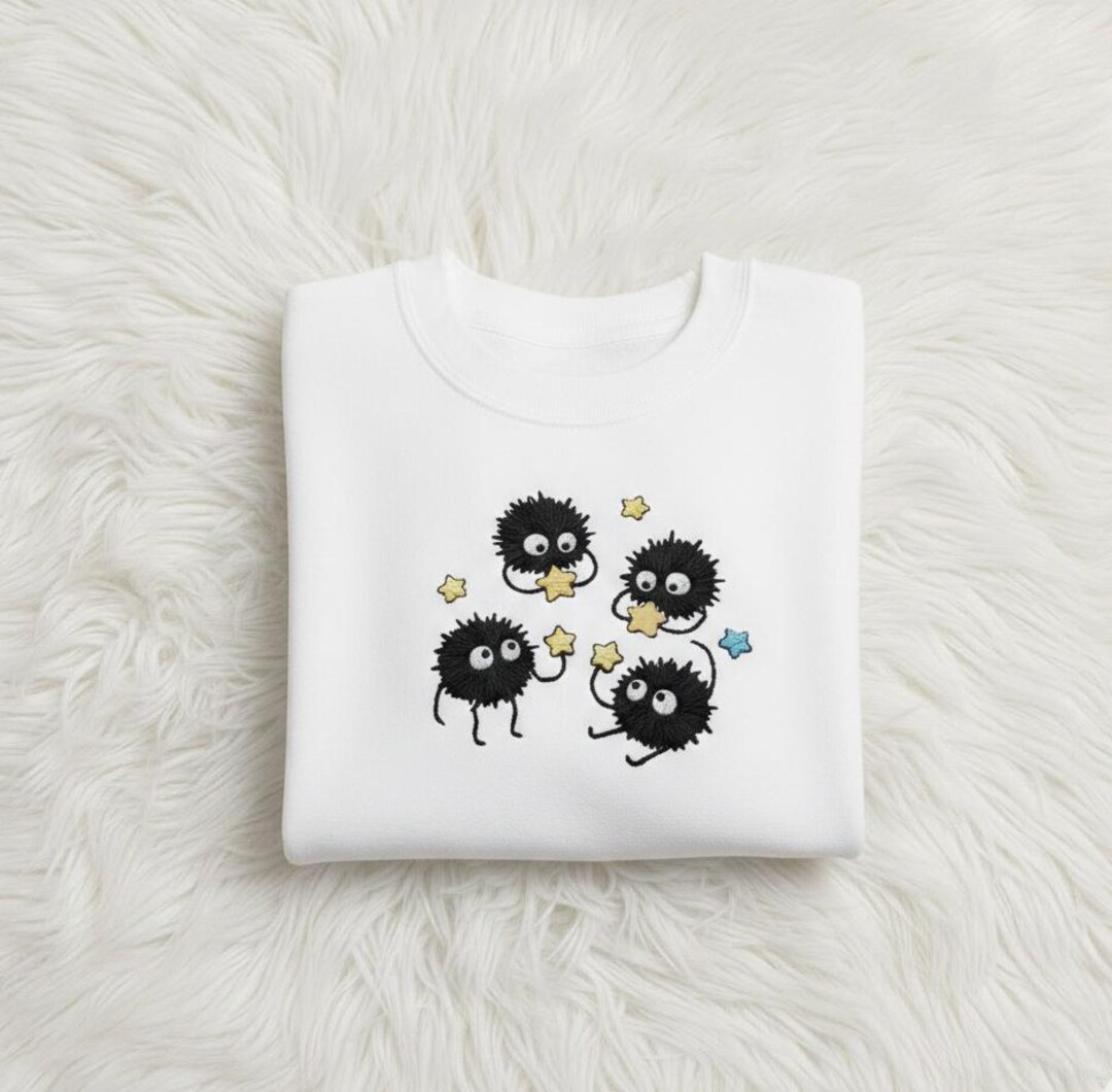Embroidered Sprite Sweatshirt, Soot Anime Crewneck, Cute Cartoon Lover ...