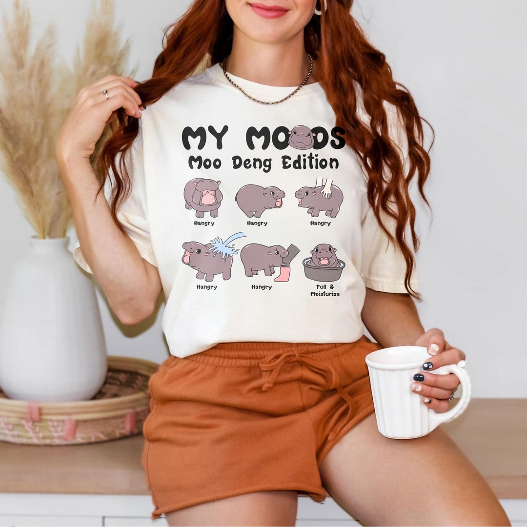 Moo Deng Meme Shirt, Moo Deng Mood Shirt, Cute Baby Hippo Shirt, I Love ...