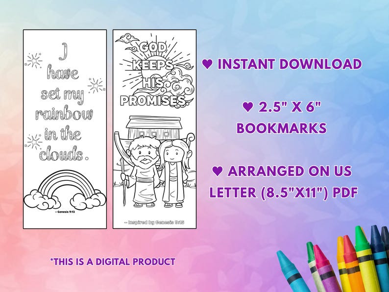 Noah's Ark Bible Verse Coloring Bookmarks, Sunday School Activity ...