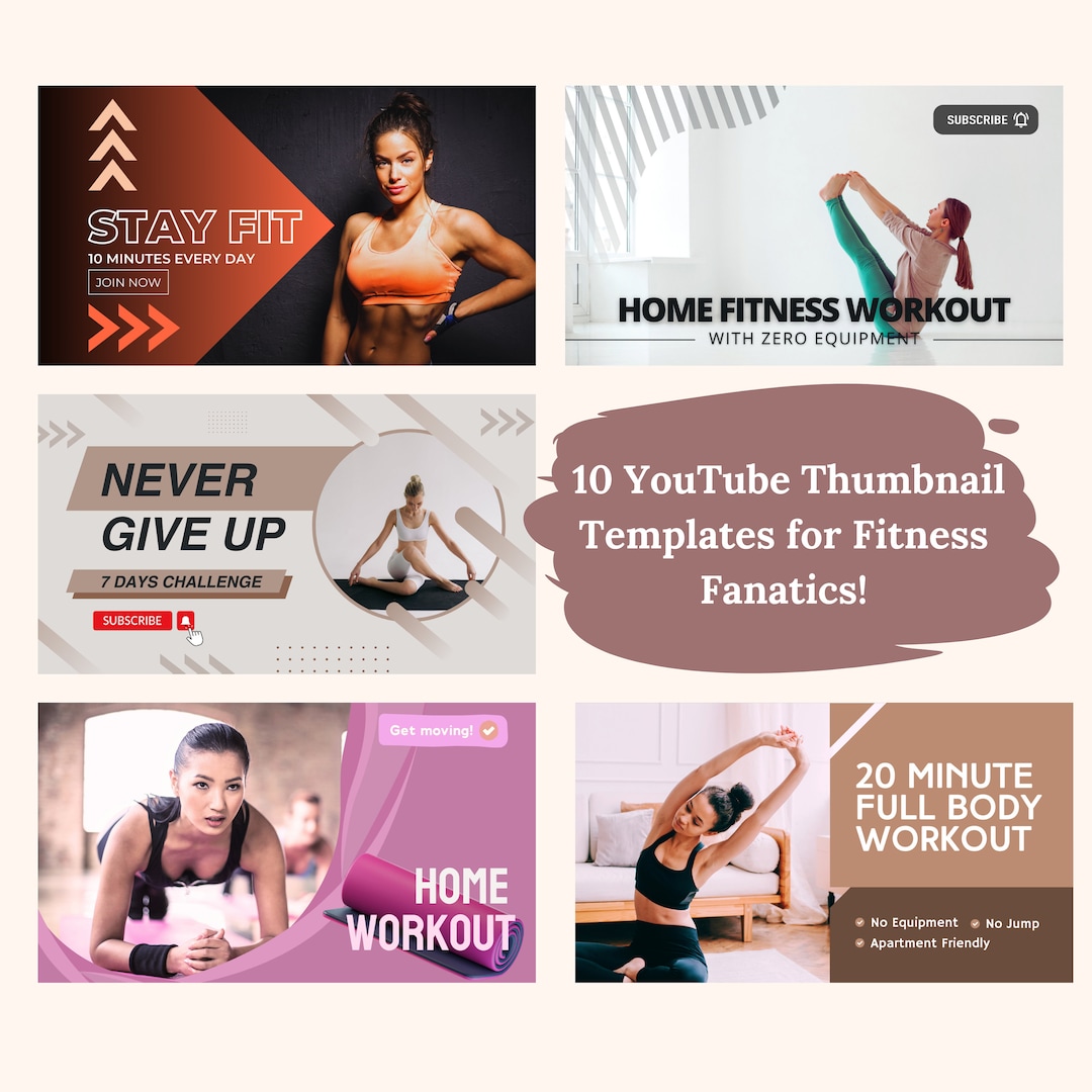 10 Youtube Thumbnail Templates for Fitness Fanatics Youtube Thumbnails ...