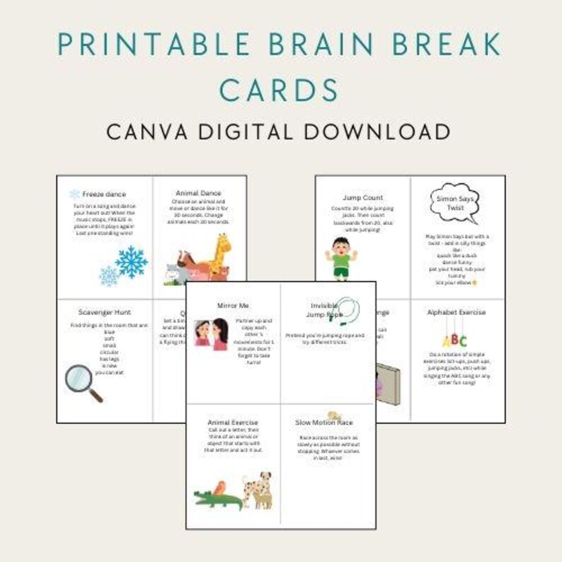 Printable Brain Break Cards | Fun Homeschool Activity for Kids ...