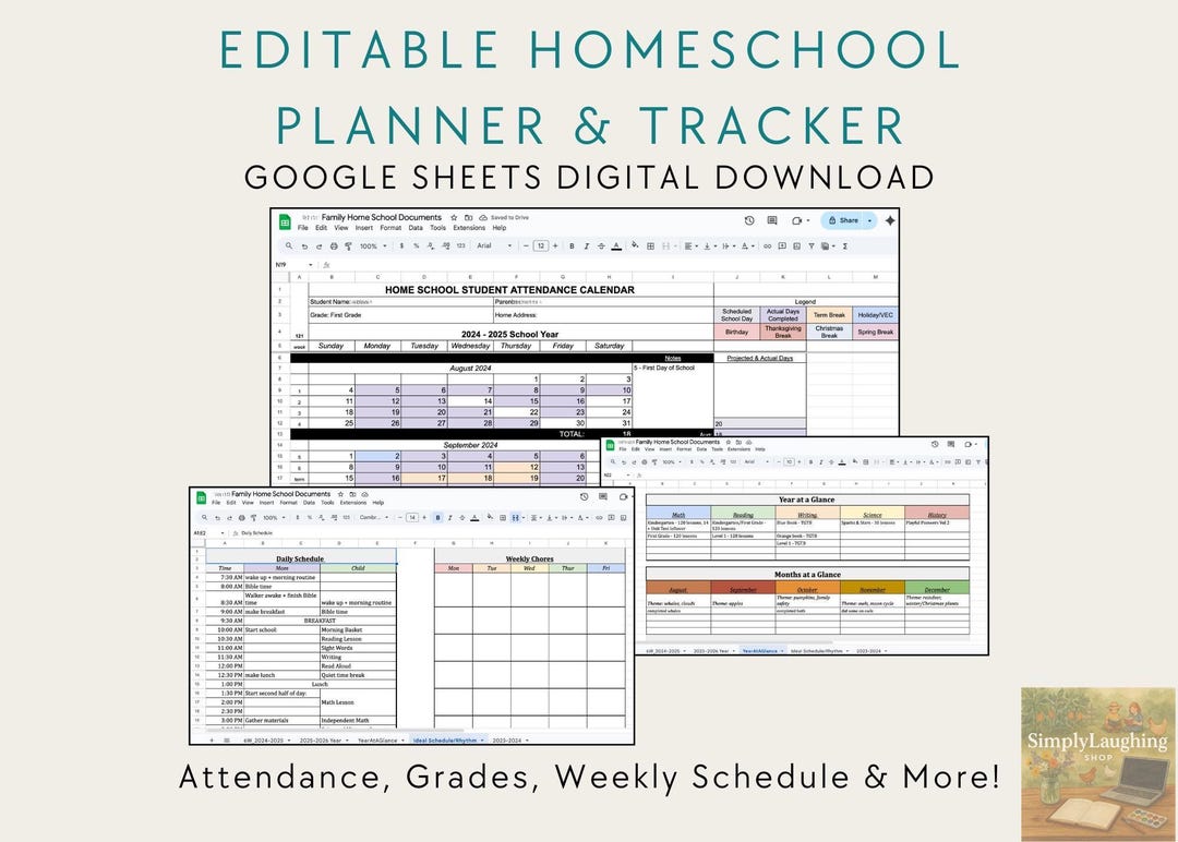 Editable Homeschool Planner & Tracker | Google Sheets Digital Download ...