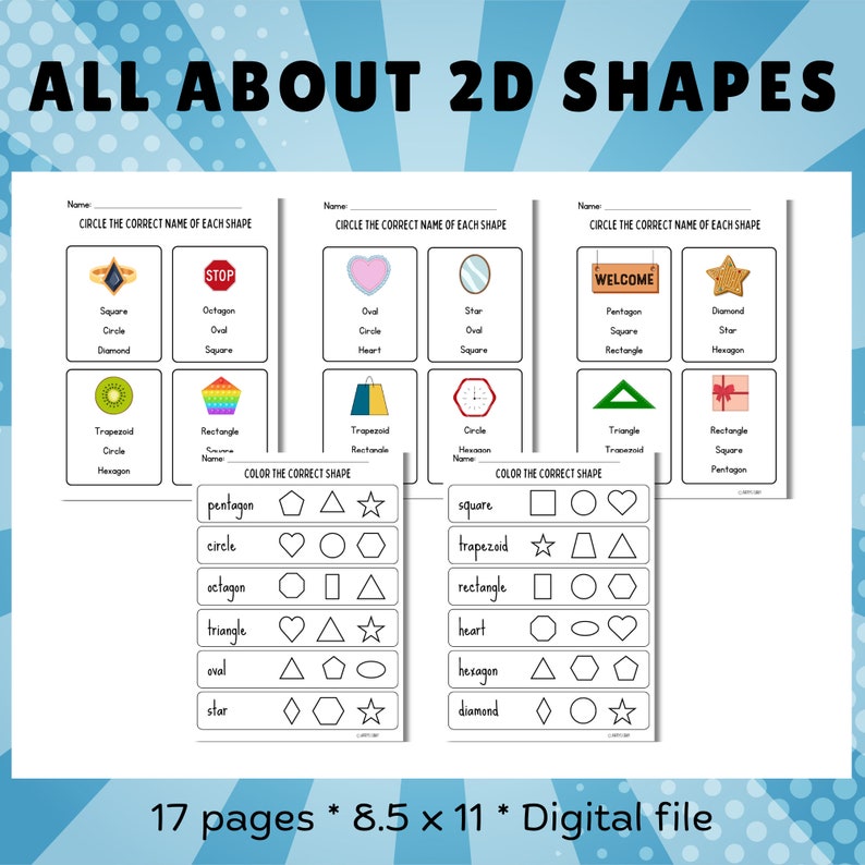 17 Pages All About Shapes Printable Worksheets, Drawing, Tracing ...