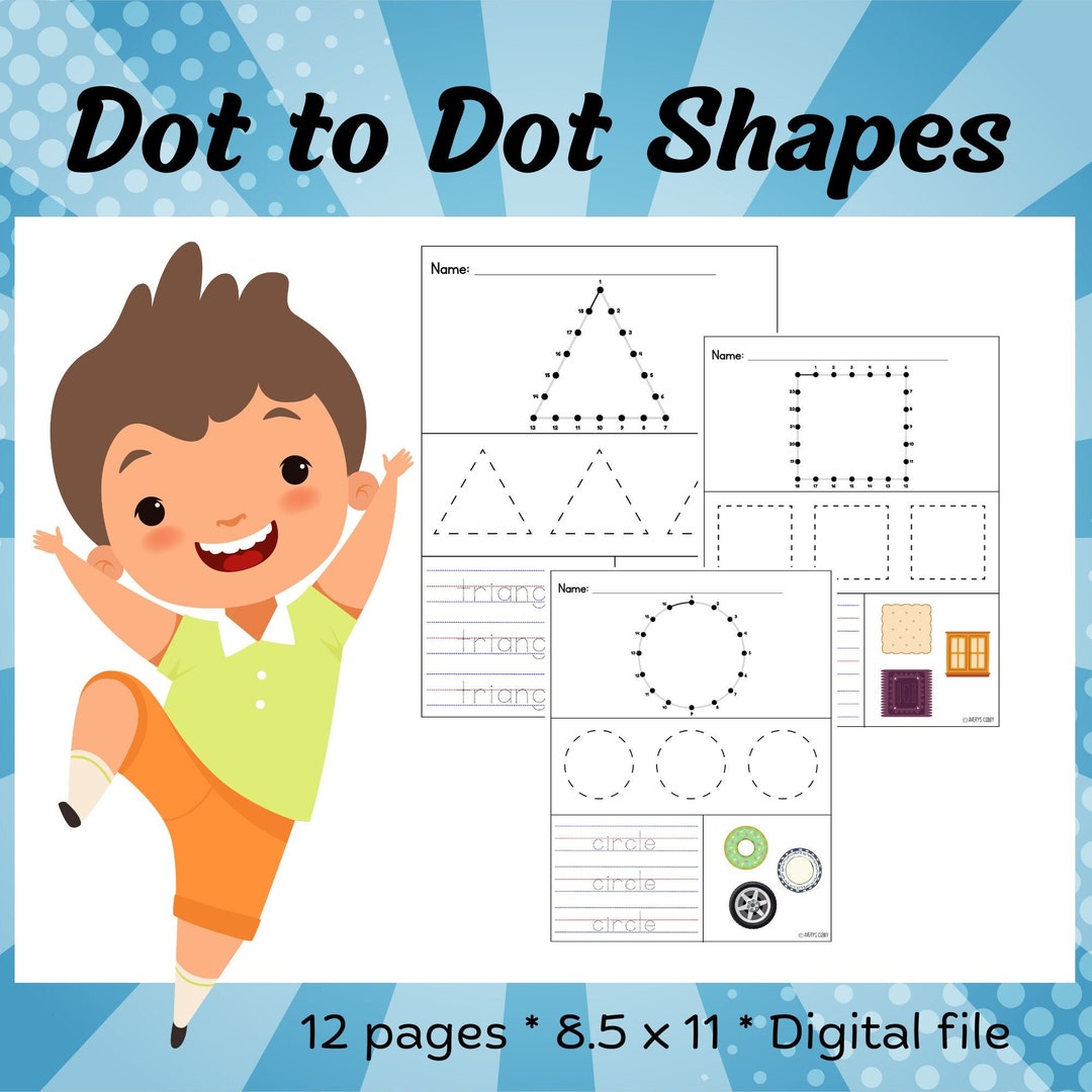Dot to Dot Shapes Tracing Printable Worksheet for Preschool and Kinder ...