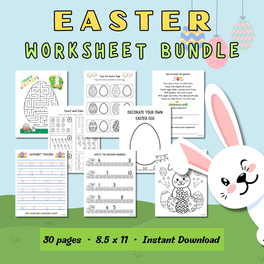 Easter Preschool Worksheet Bundle Printable, Preschool Activity ...