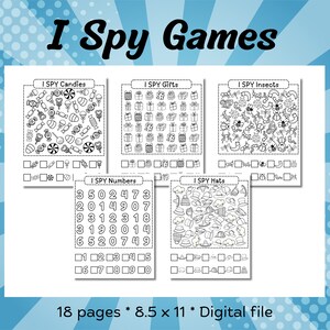I Spy Game Coloring Printable Activity Worksheets for Kids 18 Pages US ...