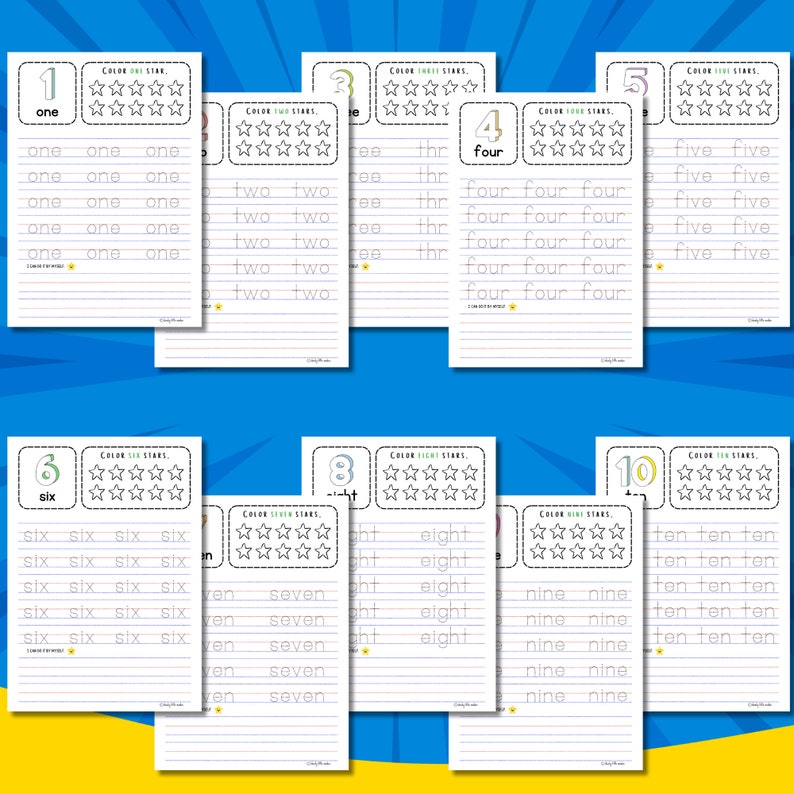 Learn to Count and Color Numbers 1 to 10 Preschool Writing Practice - Etsy