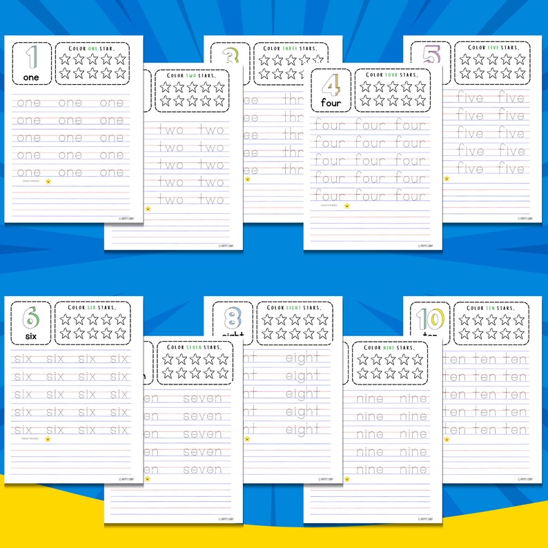 Learn to Count and Color Numbers 1 to 10 Preschool Practice Writing ...
