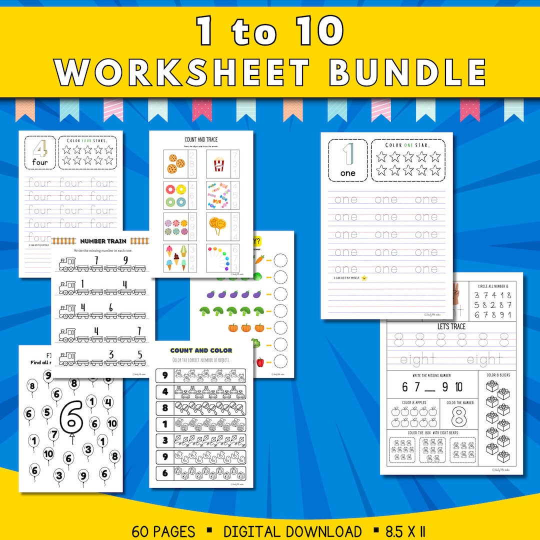 Learn to Count and Color Numbers 1 to 10 Preschool Writing Practice - Etsy