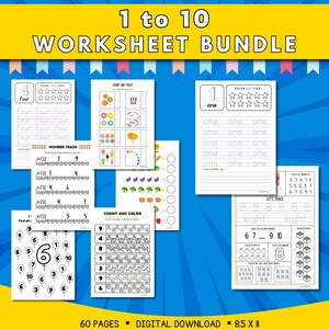 Learn to Count and Color Numbers 1 to 10 Preschool Writing Practice - Etsy