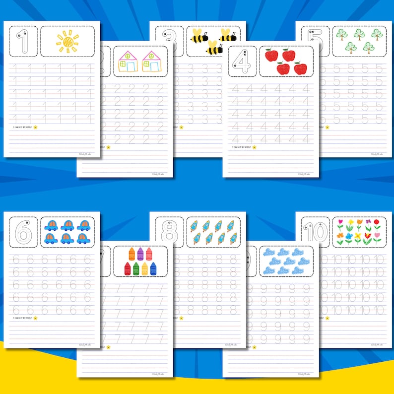 Learn to Count and Color Numbers 1 to 10 Preschool Writing Practice - Etsy